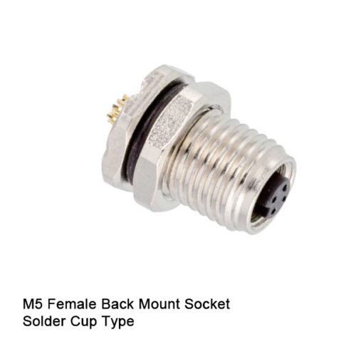 3P 4P Round Electrical Connector M5 Male Back Mount Socket - HANDSOME Cable