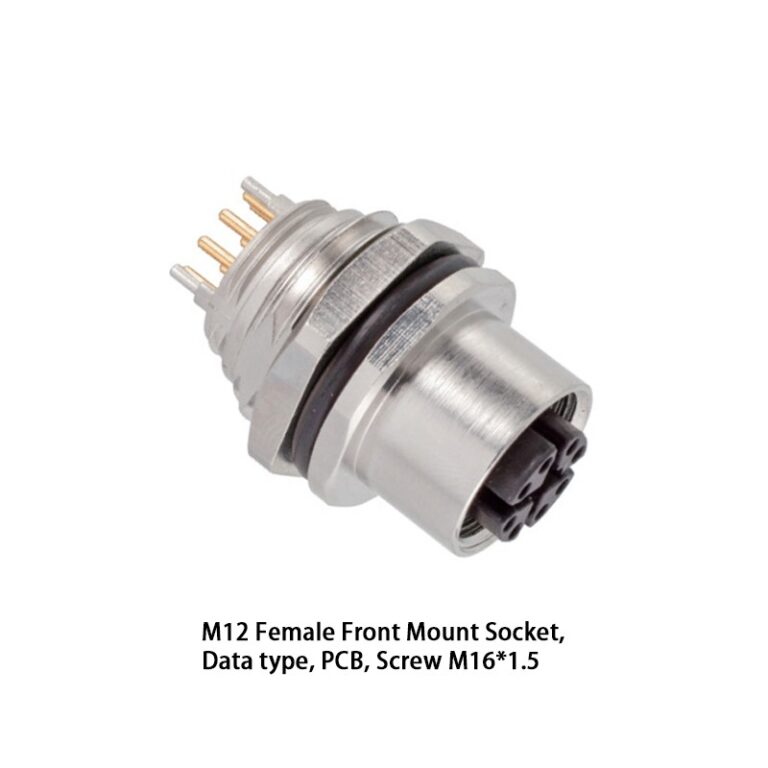 X Y-Coded Circular Connector Receptacle M12 Female Front Mount Socket ...